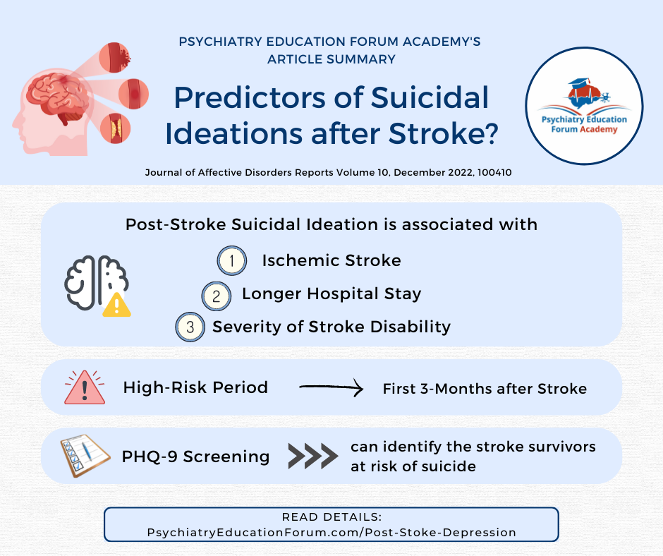 Predictors Of Suicidal Ideation After Stroke Psychiatry Education Forum Predictors Of Suicidal Ideation After Stroke Psychiatry Education Forum